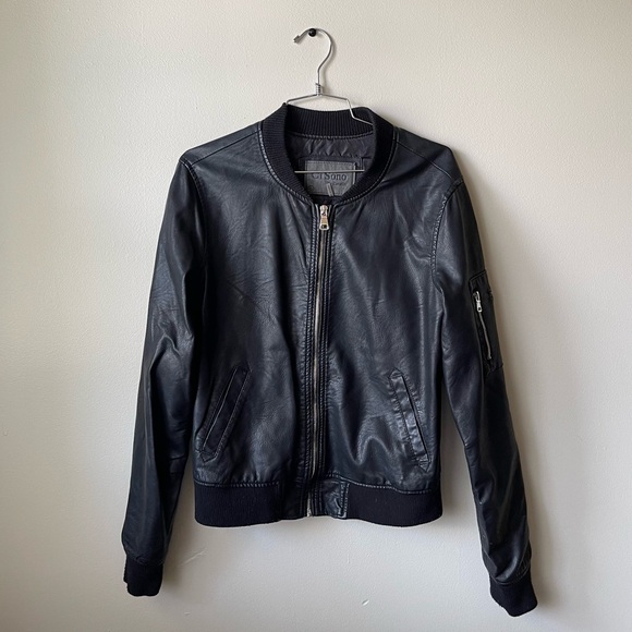 Ci Sono | Jackets & Coats | Vegan Leather Black Bomber Jacket Pockets ...